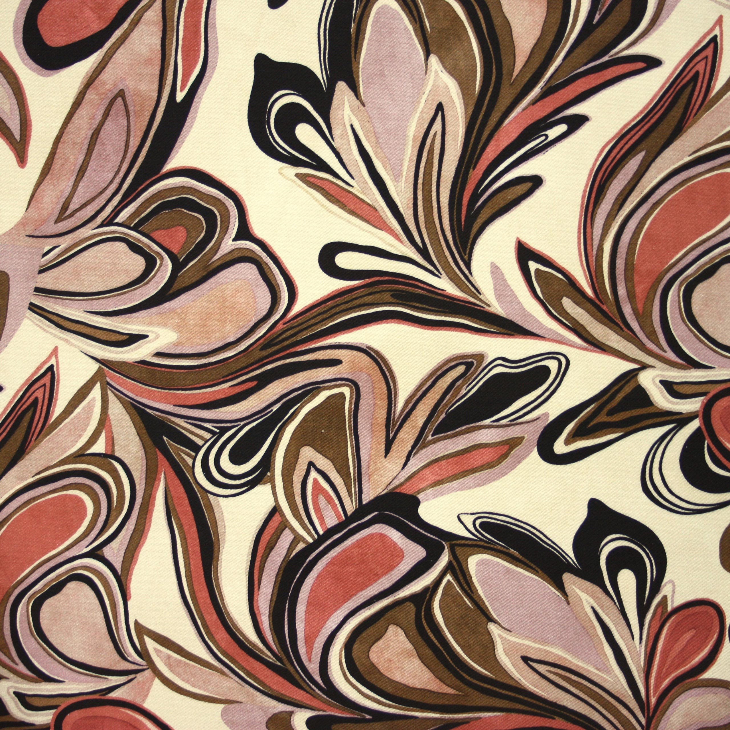Coral and Bronze Teardrop Swirls – Ditto Fabrics