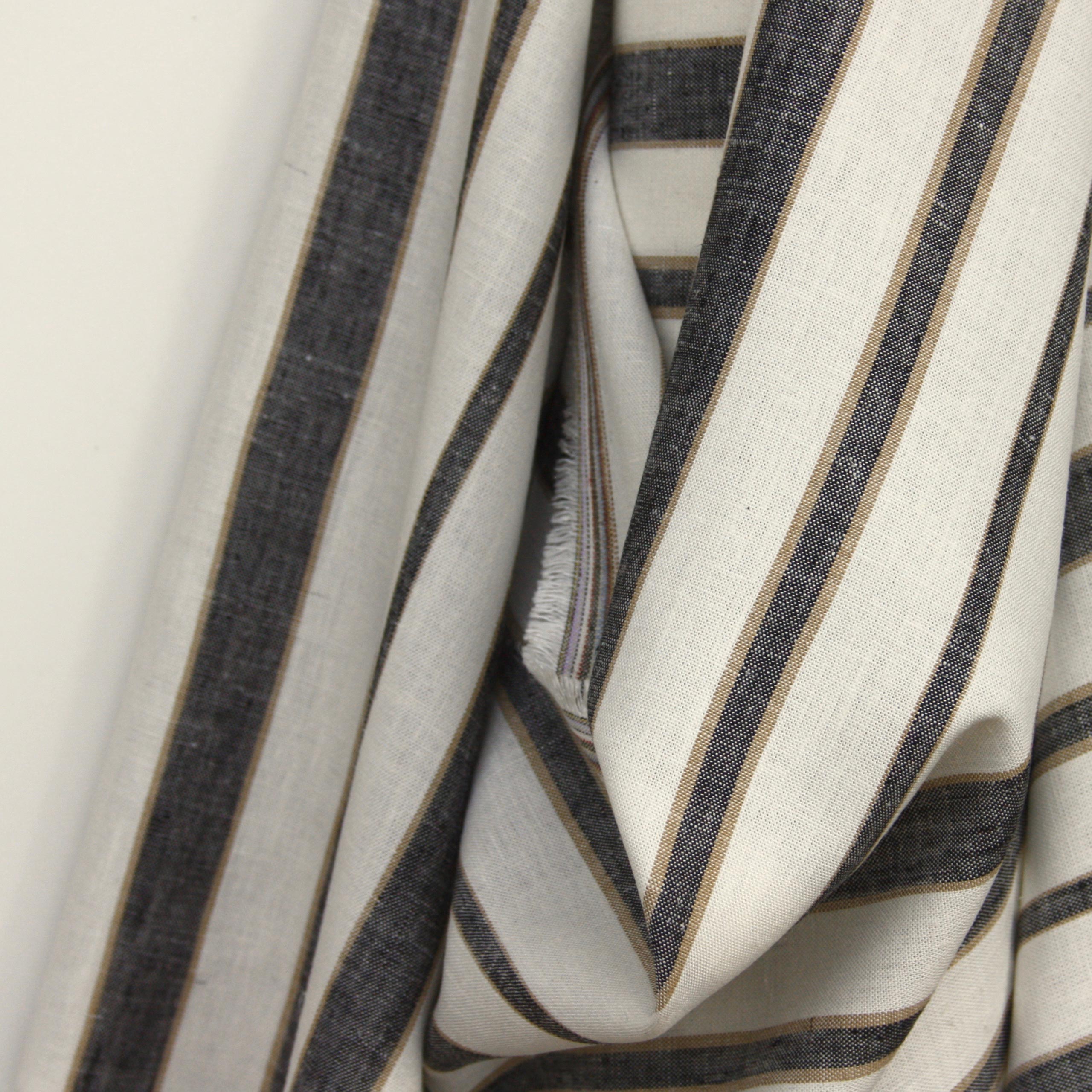 Ivory Black and Toffee Stripe – Ditto Fabrics