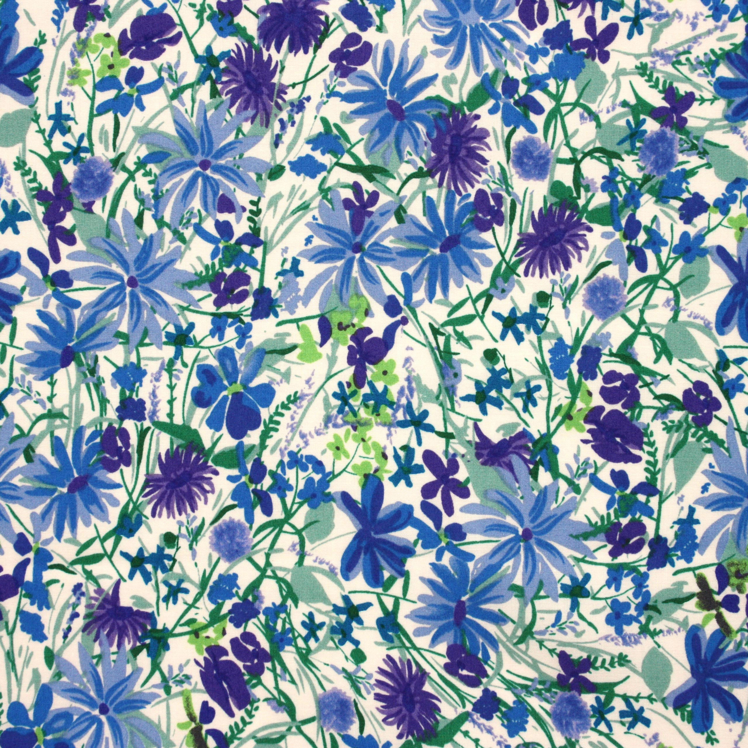 Blue Summer Garden Lawn – Ditto Fabrics