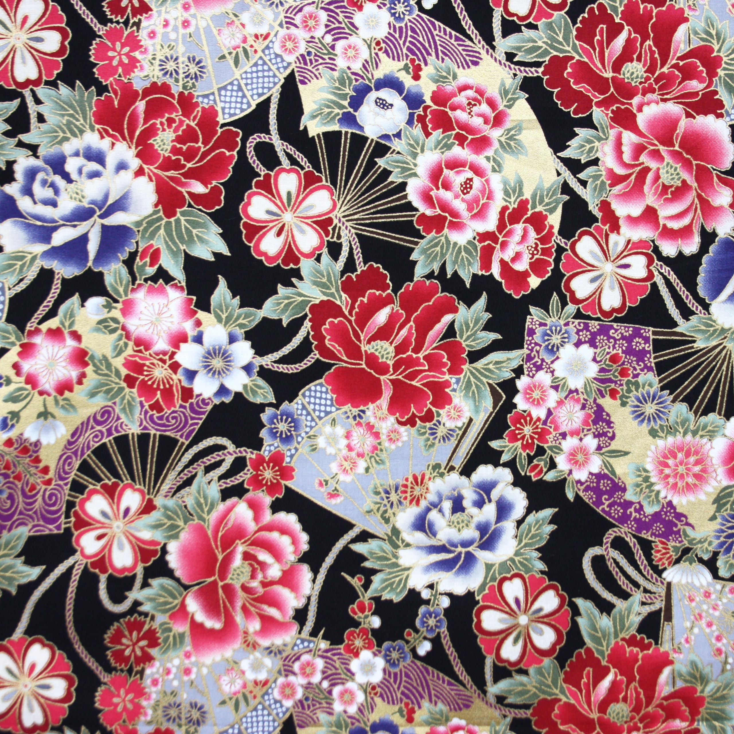 Fan and Floral Japanese Cotton – Ditto Fabrics