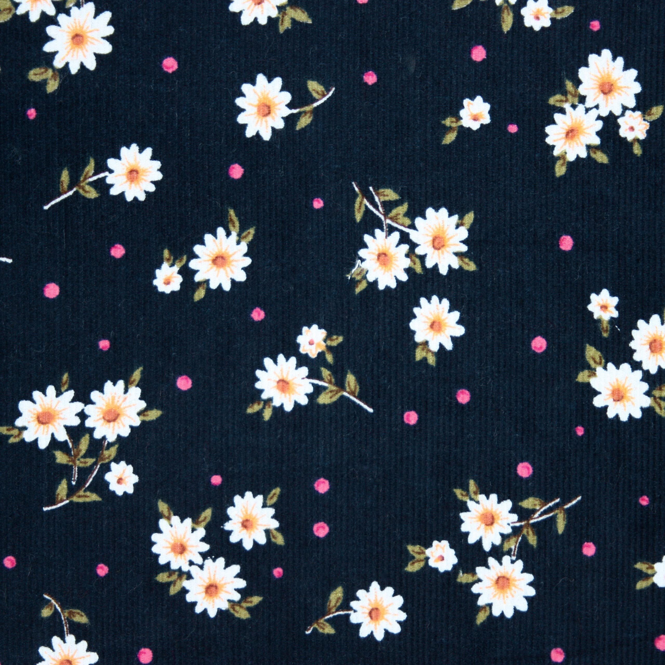 Navy Daisy Pincord – Ditto Fabrics