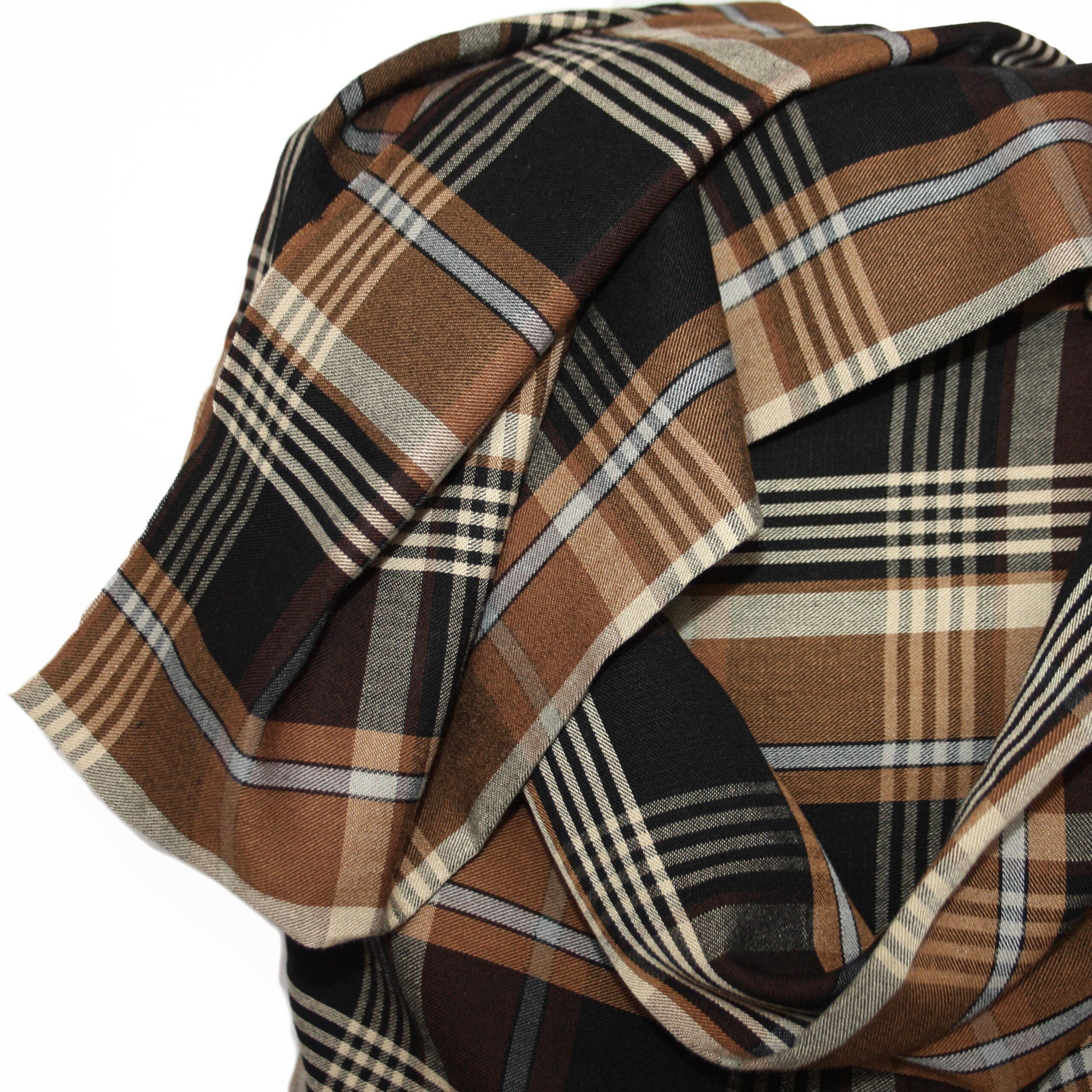 Tan Viscose and Linen Check – Ditto Fabrics
