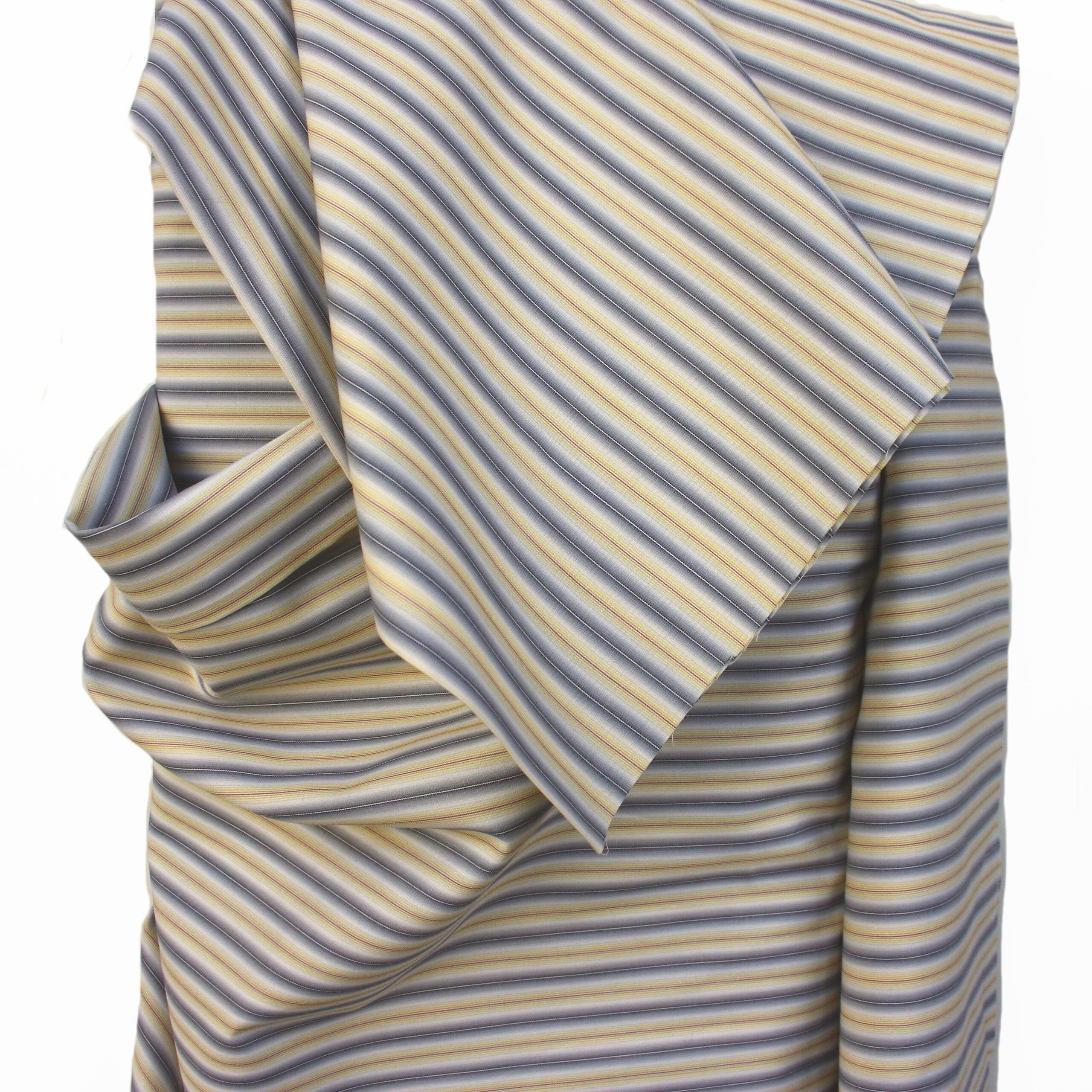 Grey and Yellow Striped Shirting – Ditto Fabrics