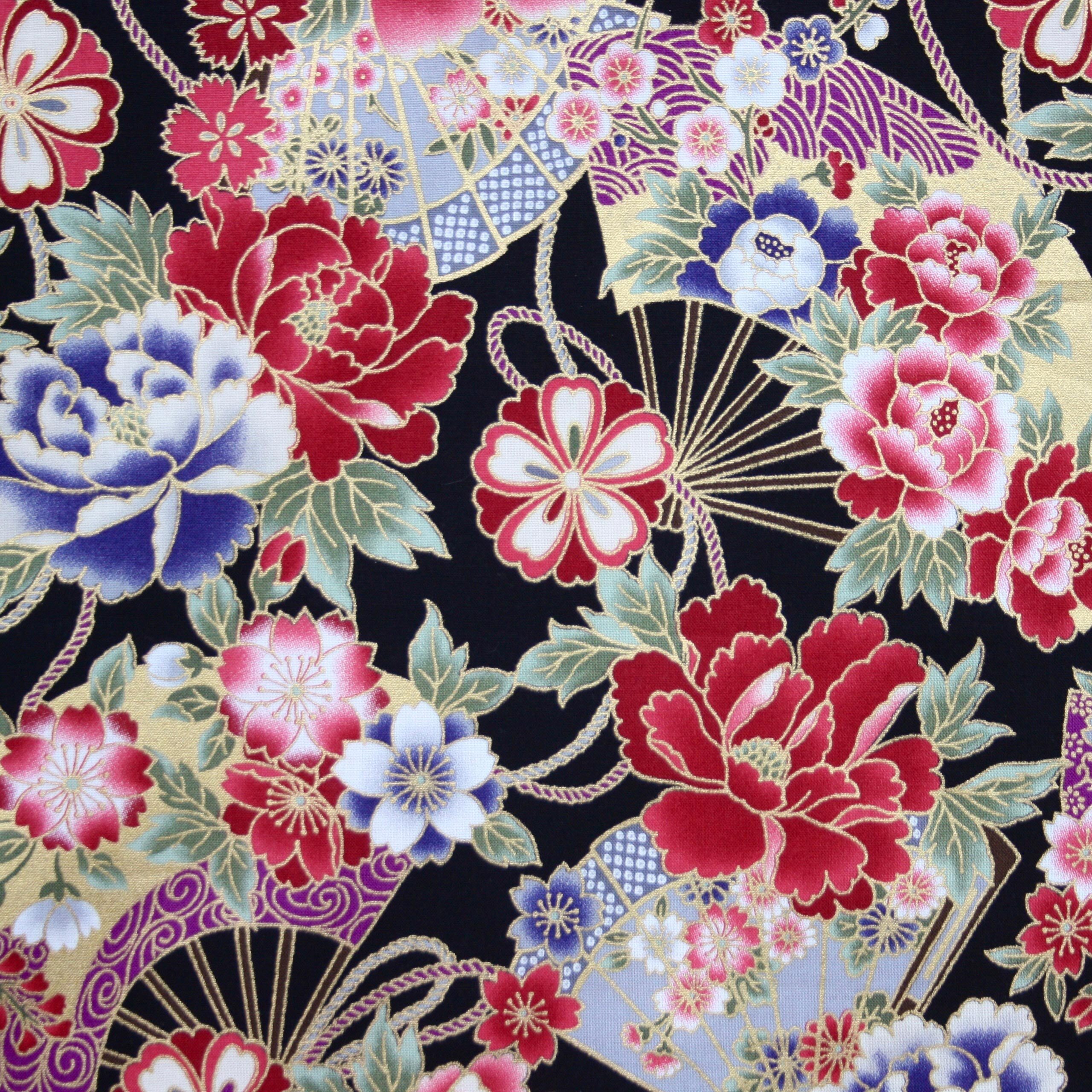 Floral and Fan Japanese Fabric – Ditto Fabrics