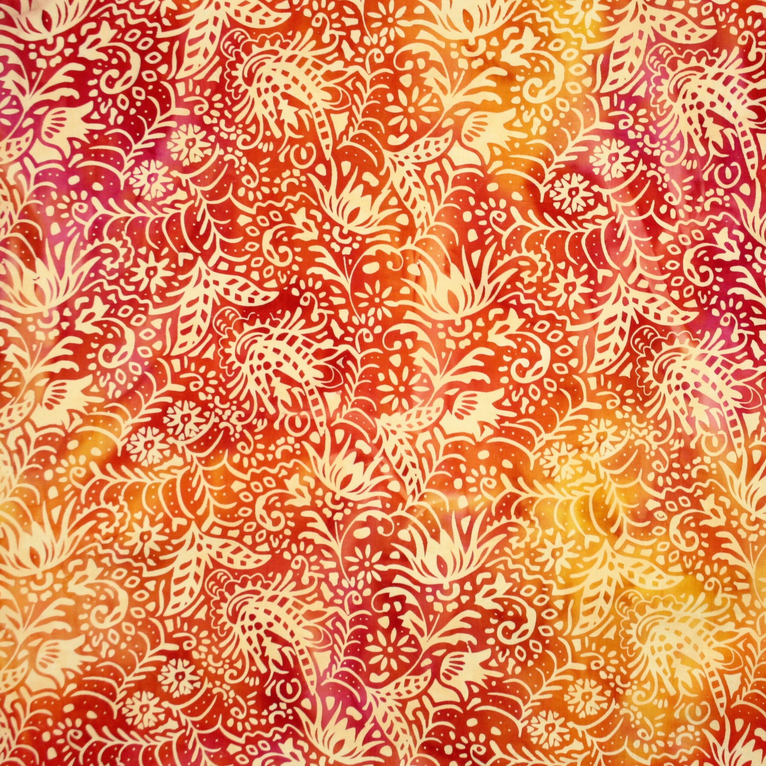 Yellow and Orange Floral Scroll – Ditto Fabrics