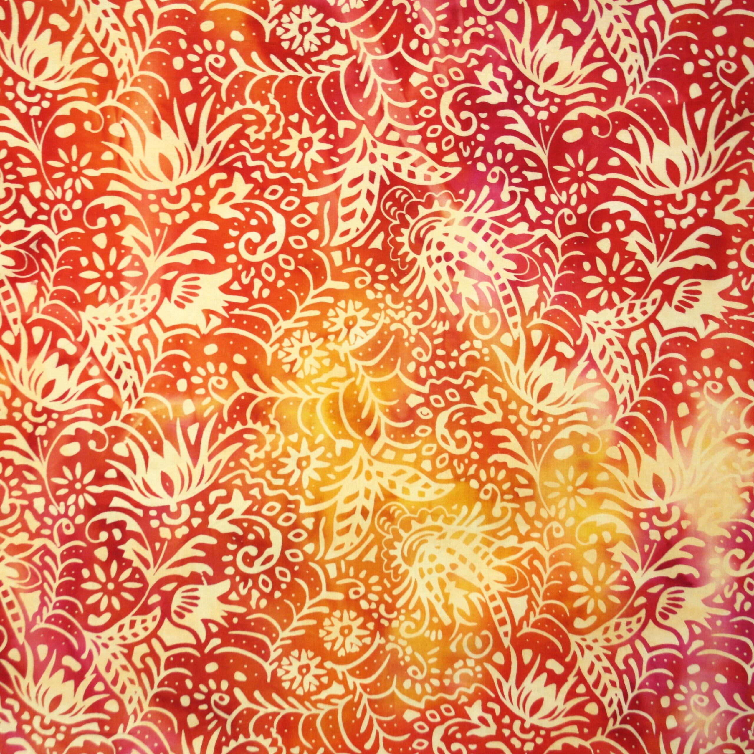 Yellow and Orange Floral Scroll – Ditto Fabrics