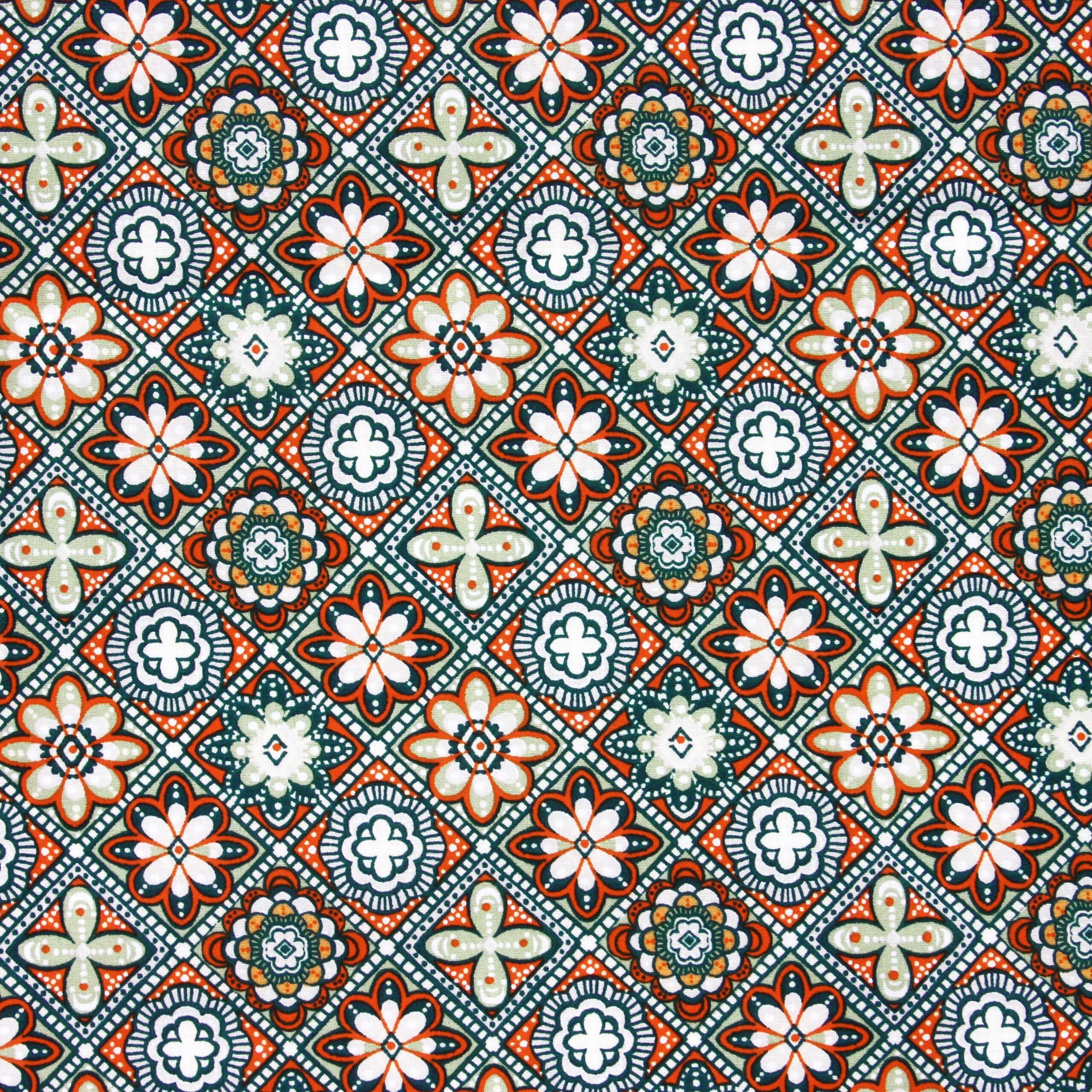 Tangerine Floral Tile – Ditto Fabrics