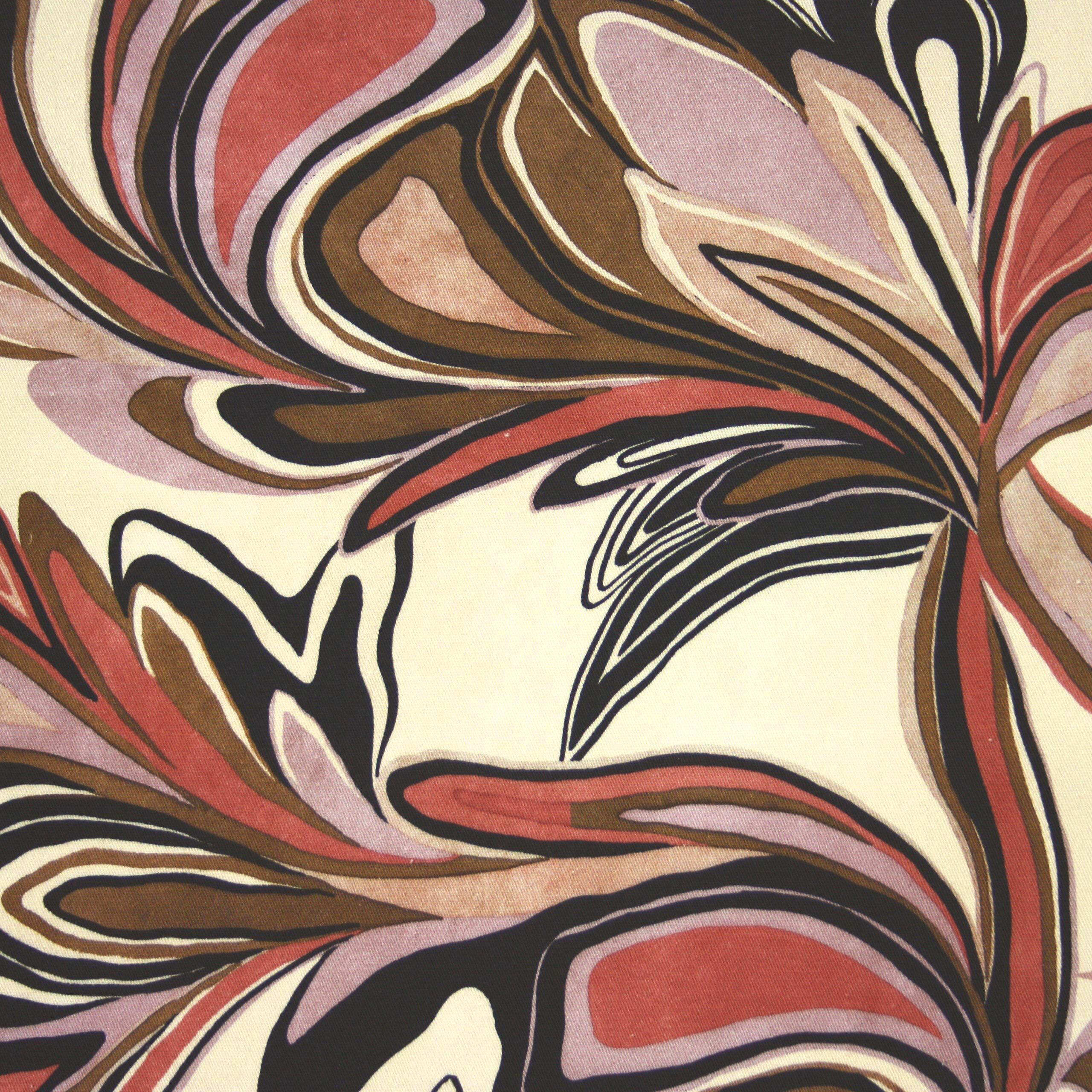 Coral and Bronze Teardrop Swirls – Ditto Fabrics