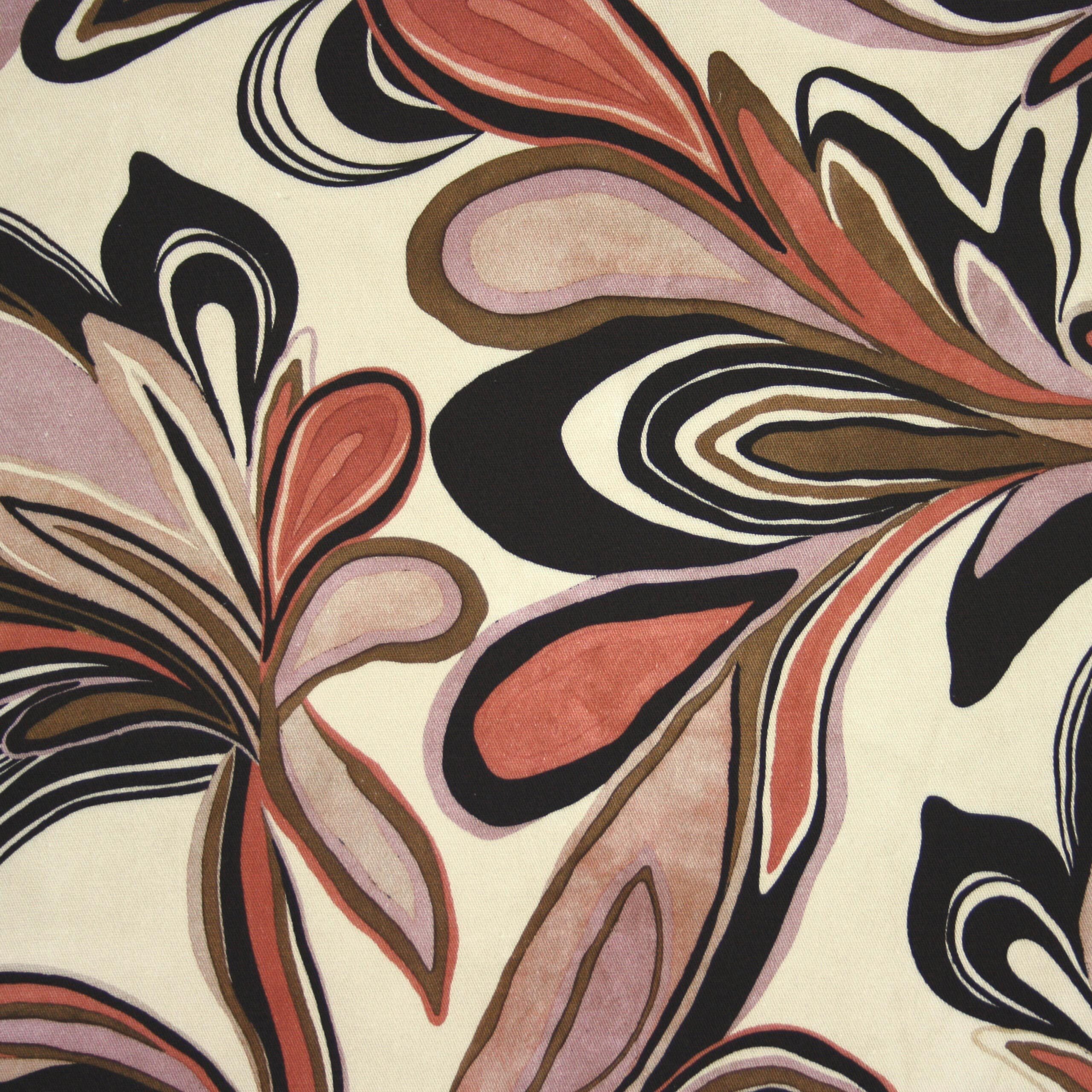 Coral and Bronze Teardrop Swirls – Ditto Fabrics
