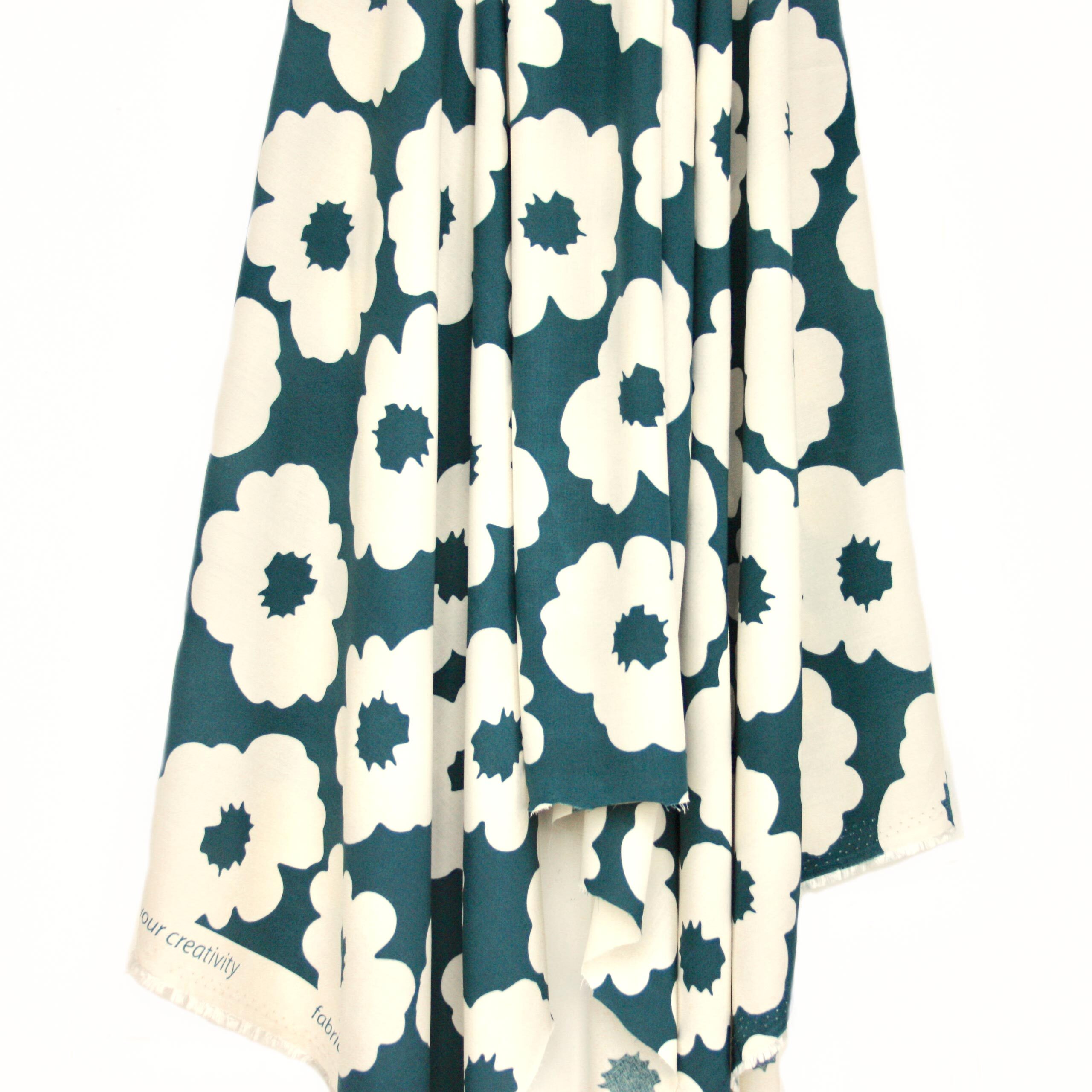 Teal Block Floral – Ditto Fabrics