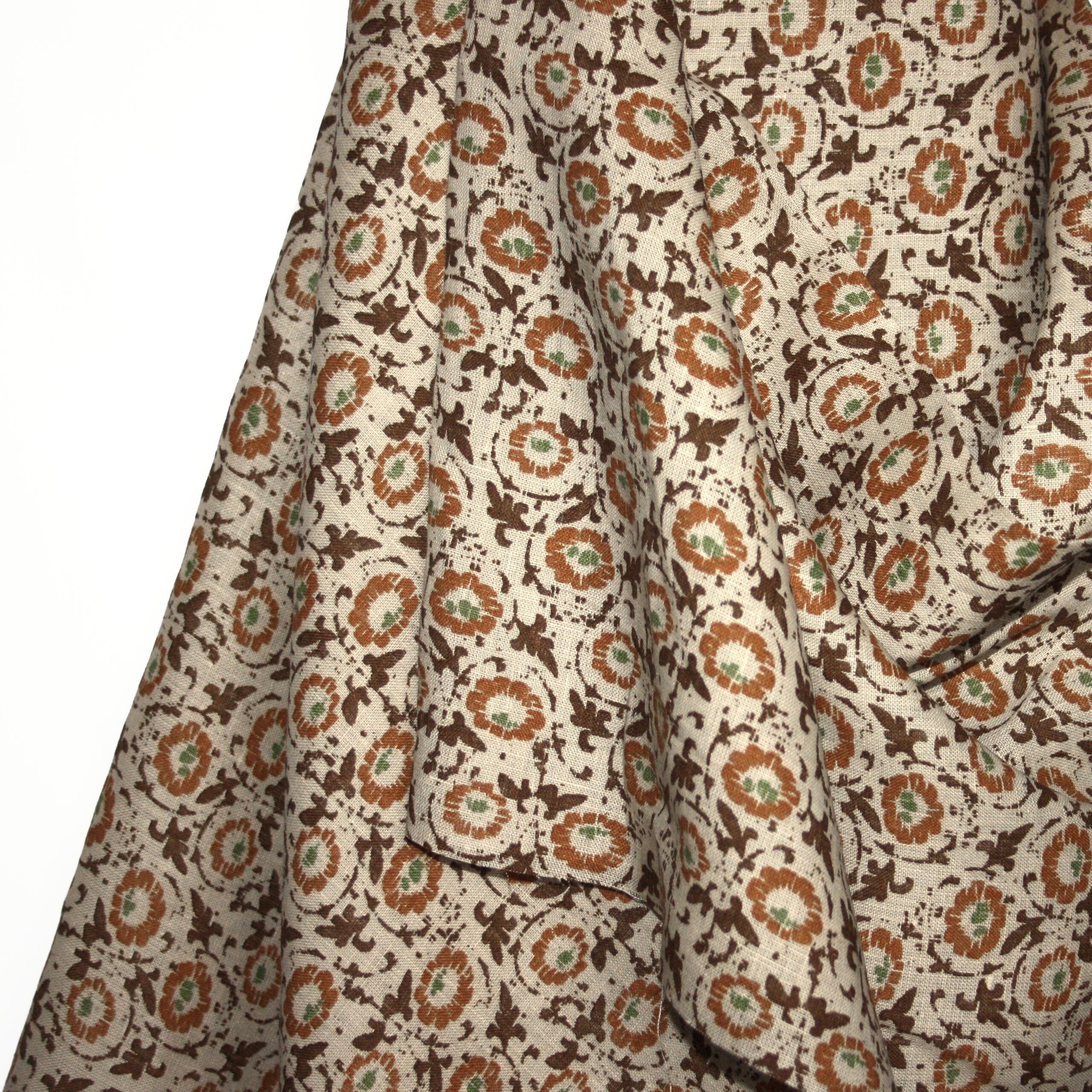 Rust Indian Inspired Floral Linen – Ditto Fabrics