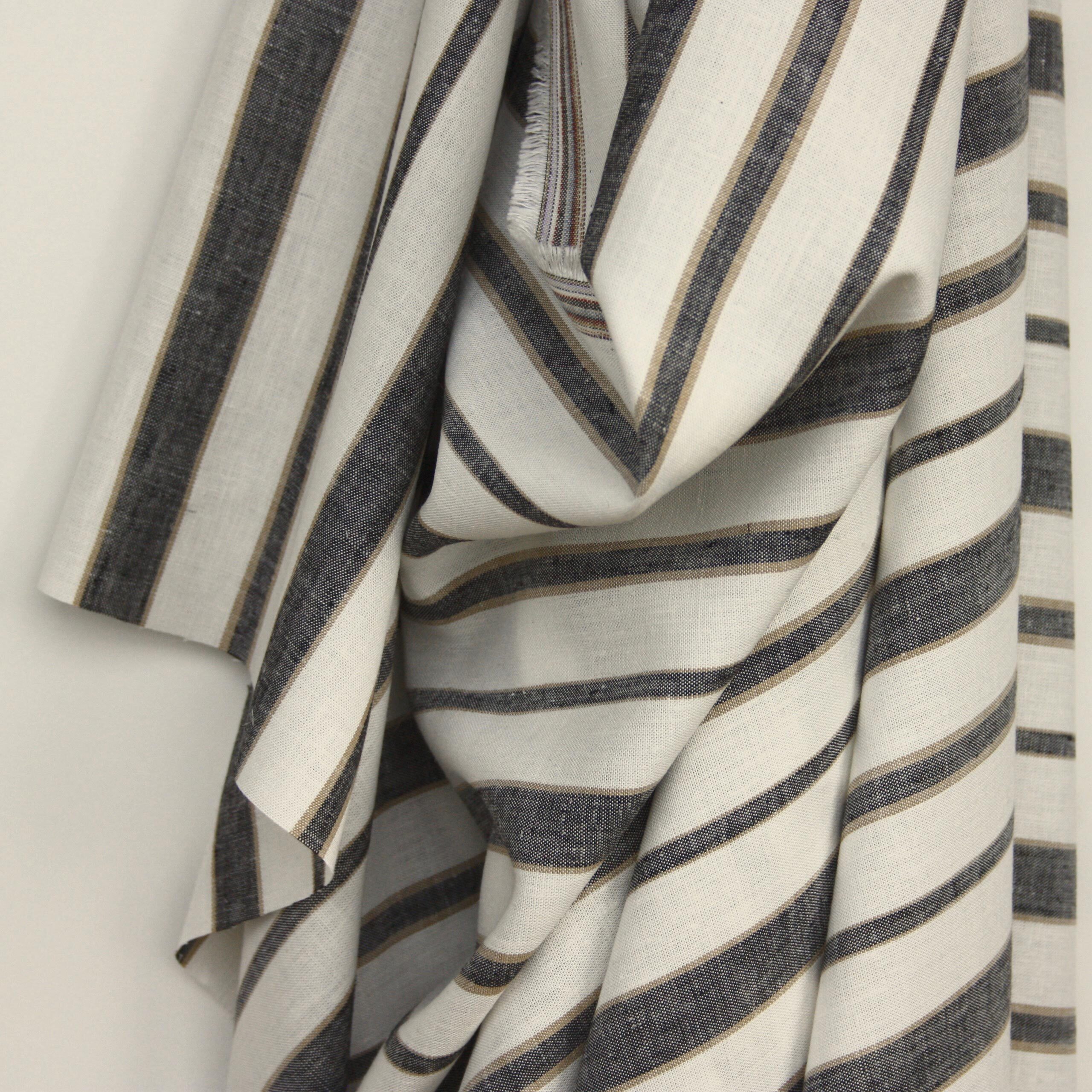 Ivory Black and Toffee Stripe – Ditto Fabrics
