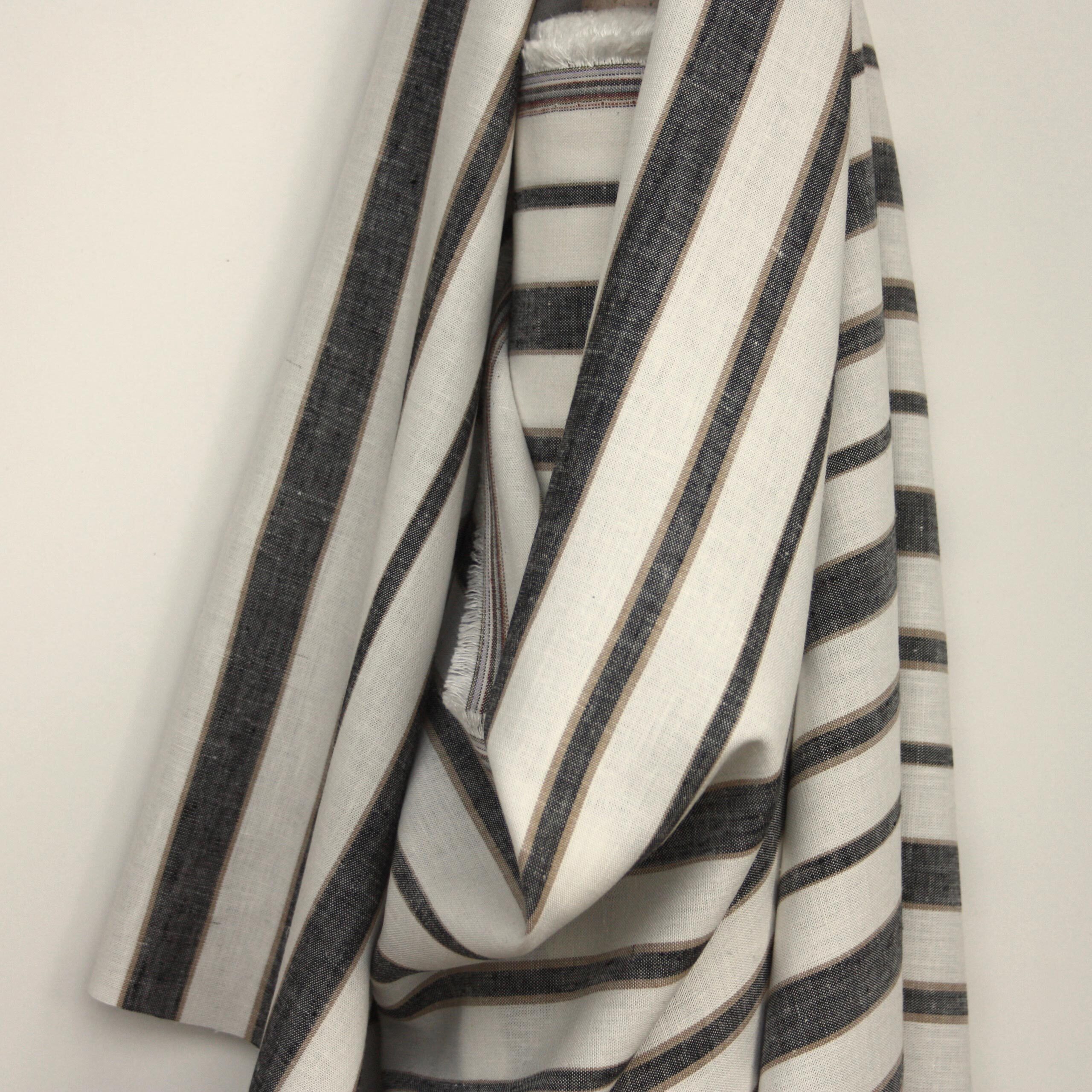 Ivory Black and Toffee Stripe – Ditto Fabrics