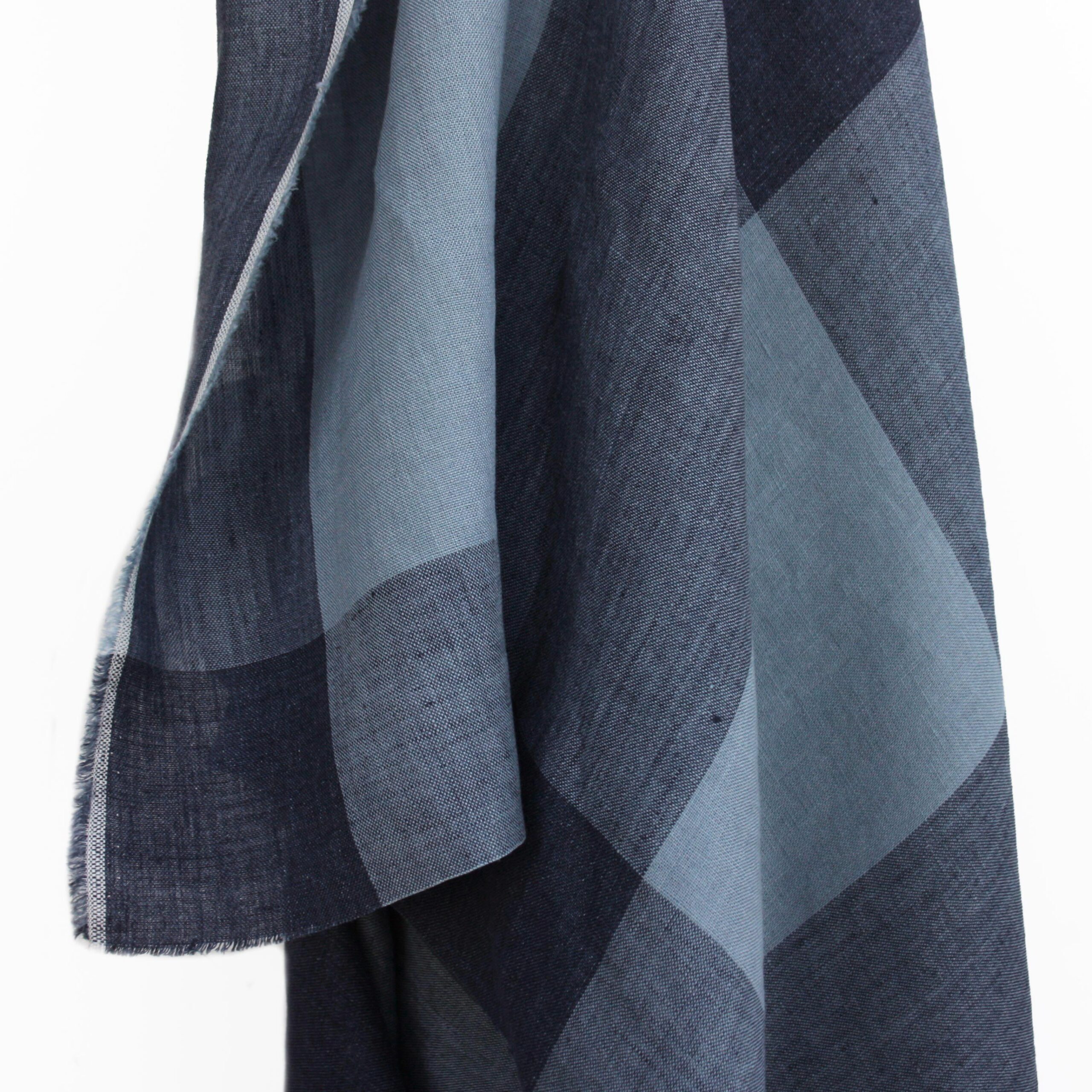 Blue Oblong Check Linen Fabric – Ditto Fabrics