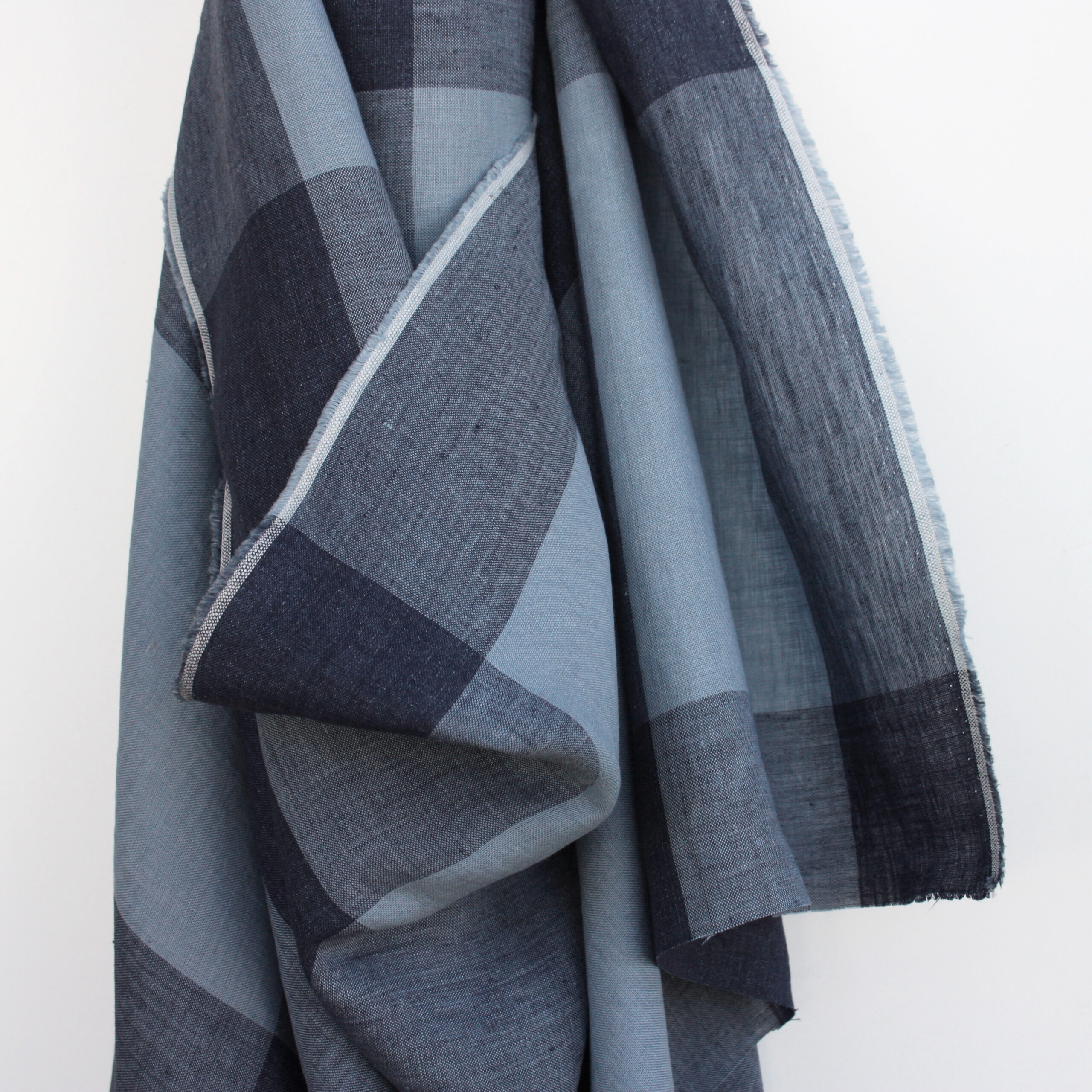 Blue Oblong Check Linen Fabric – Ditto Fabrics