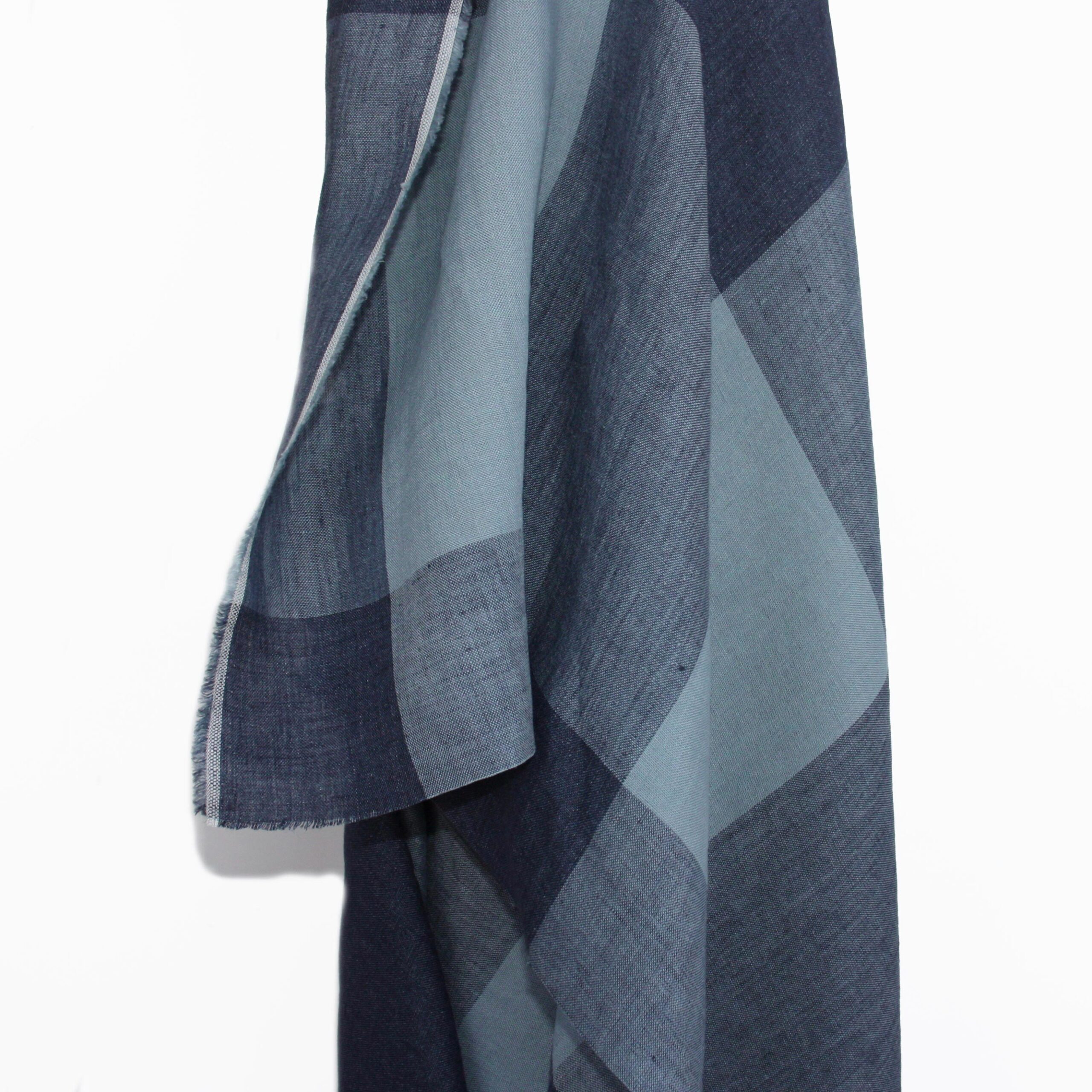 Blue Oblong Check Linen Fabric – Ditto Fabrics