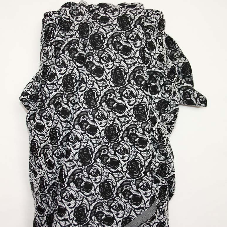 Black & Grey Rose Brocade – Ditto Fabrics