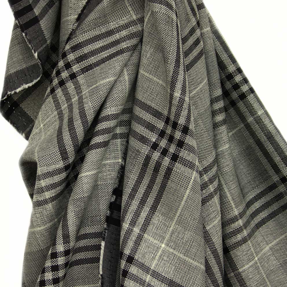 Black & Winter White Check Wool – Ditto Fabrics