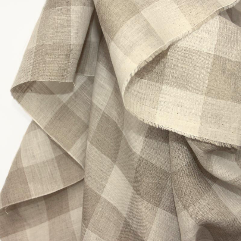 Large Beige Check Linen – Ditto Fabrics